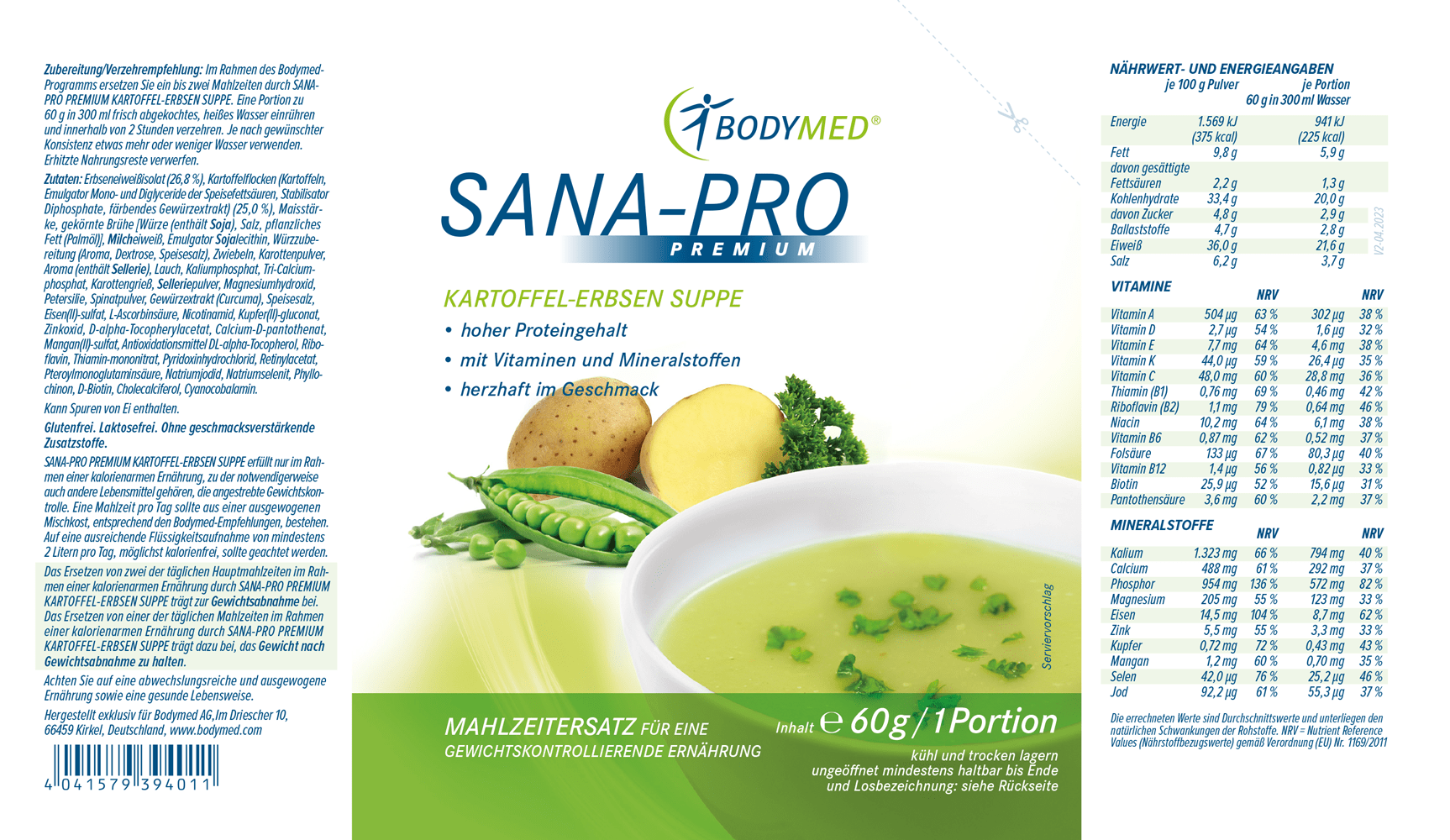 SANA-PRO PREMIUM SUPPE | Kartoffel-Erbsen | B-12061511